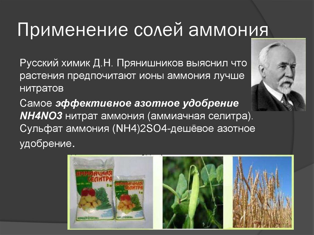 Использование нитратов и солей аммония в качестве - презентация онлайн
