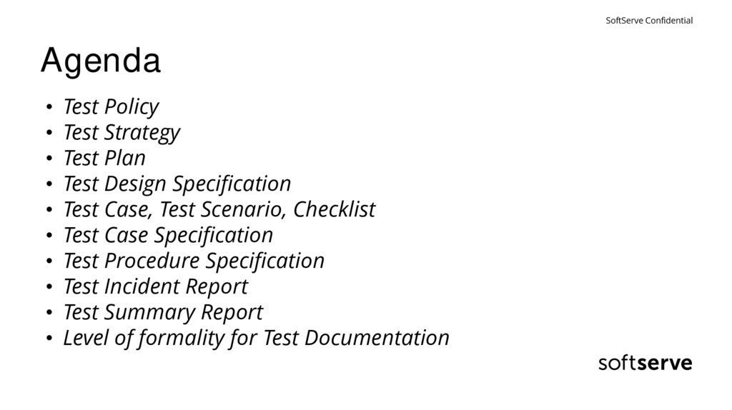 Test Documentation Overview Online Presentation