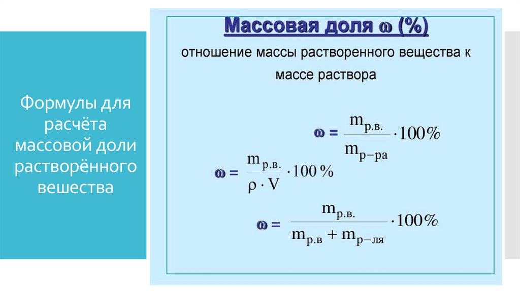 Массовая доля растворённого вещества. Решение задач - презентация онлайн