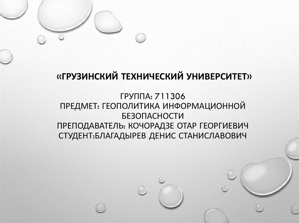 «Проблемы информационной безопасности в современном государстве