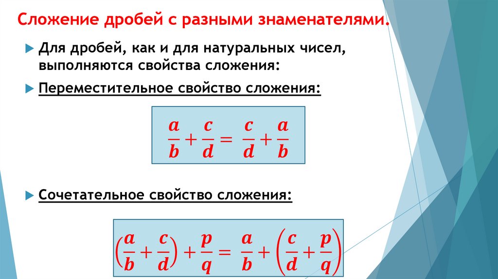 Сложение дробей с разными знаменателями презентация онлайн