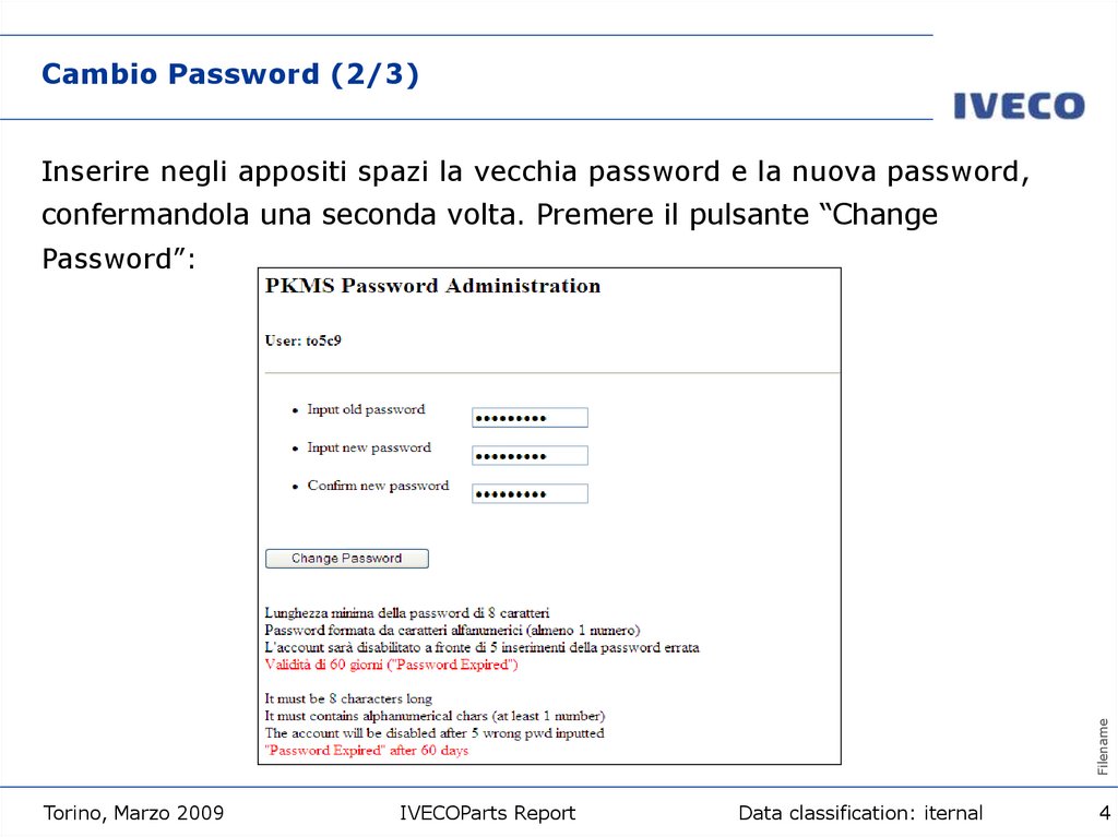 Cambio Password - презентация онлайн