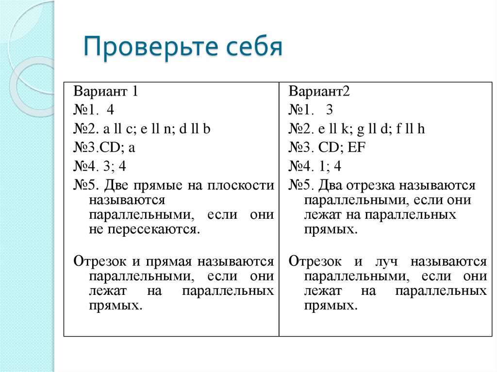 Диктант по математике на тему Определение параллельных прямых отрезков лучей презентация