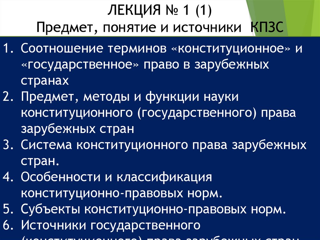 Конституционное право зарубежных стран. Лекция 1 - презентация онлайн